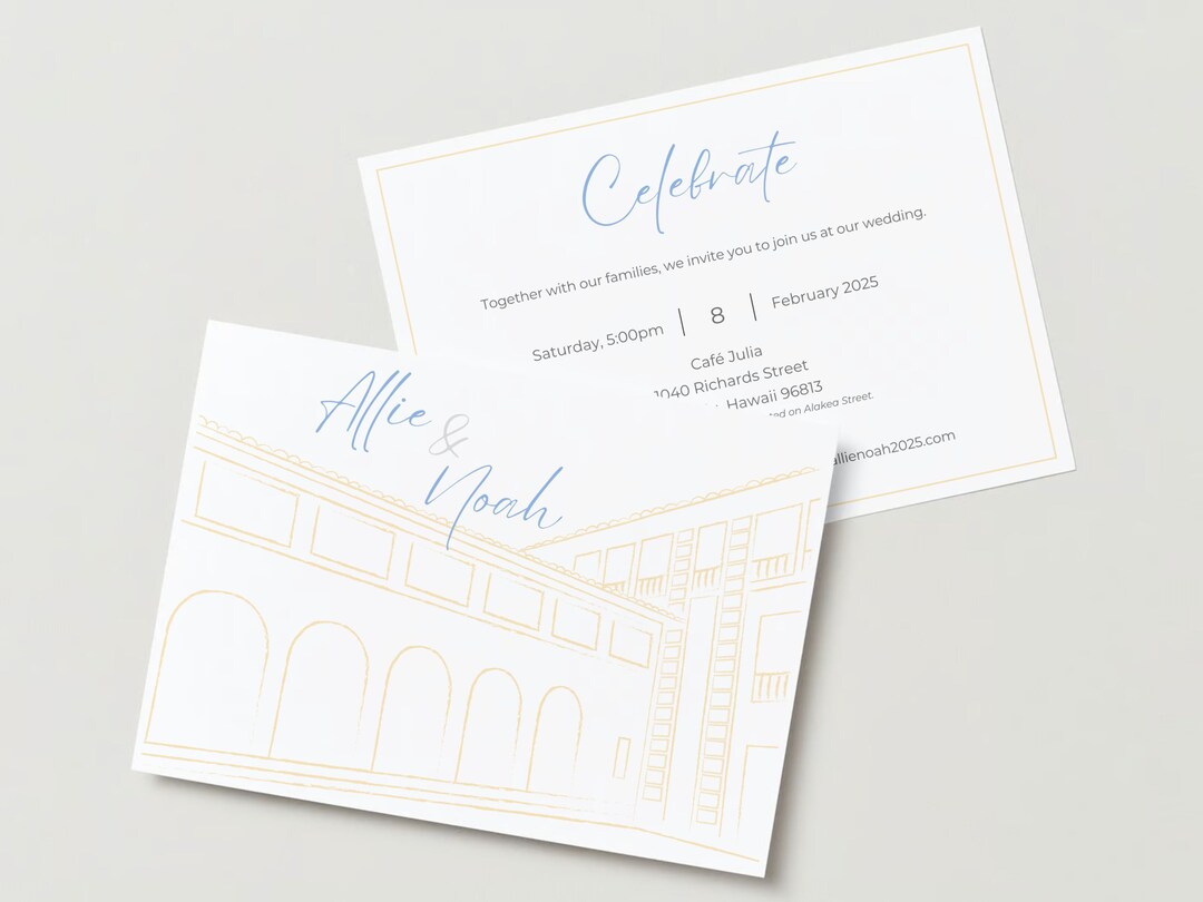 Cafe Julia Hawaii Wedding Invitation digital Template - Etsy