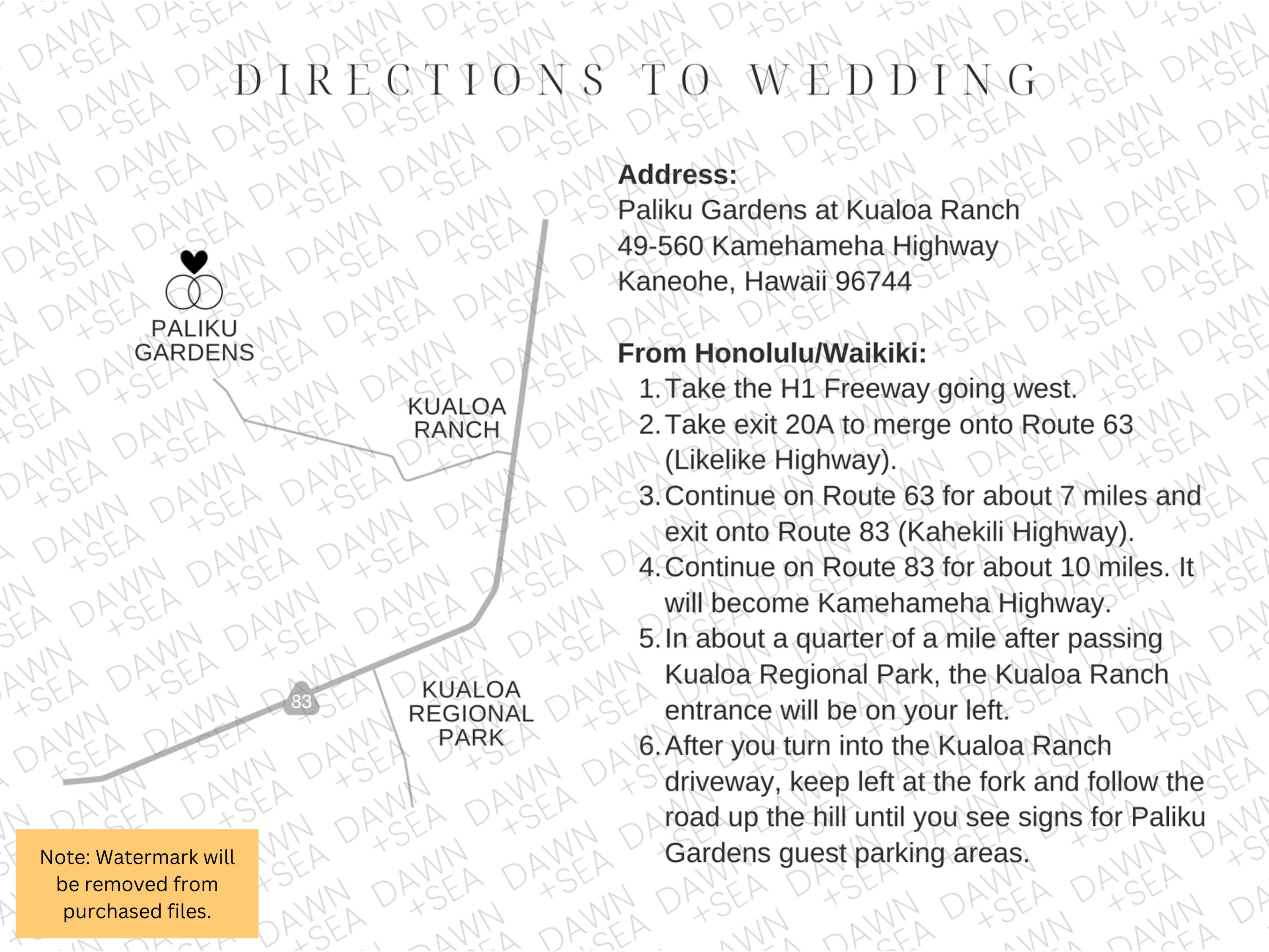 Kualoa Ranch Wedding Map (B/W Digital Template) | Paliku Gardens ...