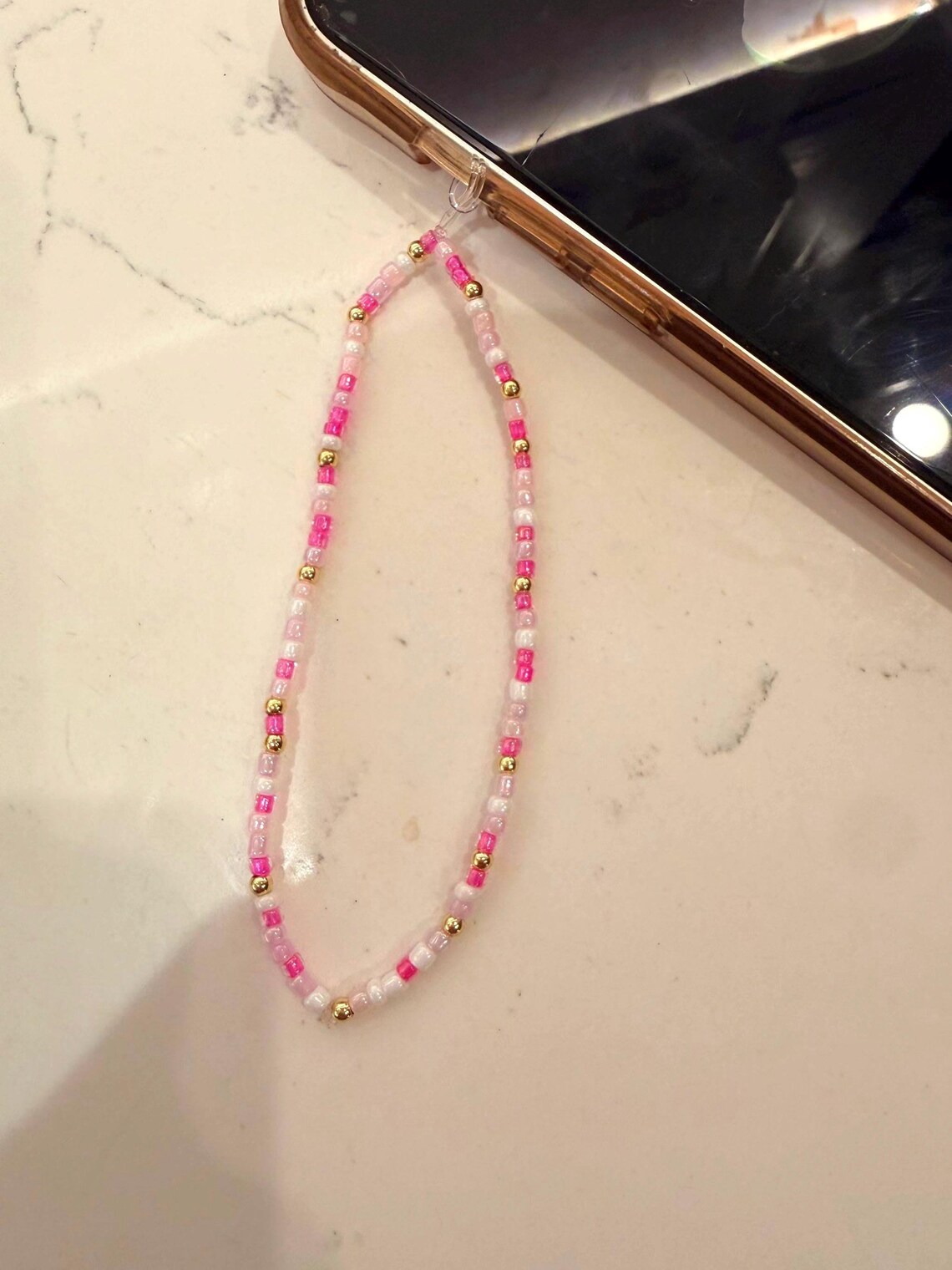 Pink and Gold Phone Charm - Etsy