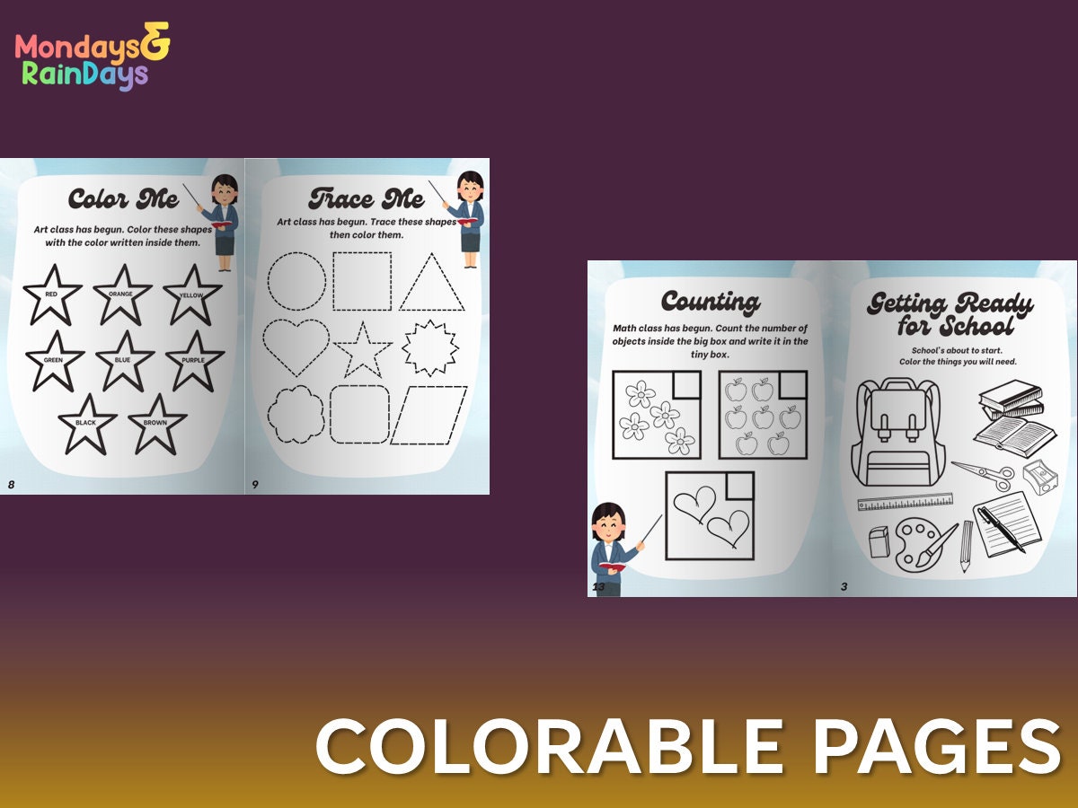 Toddlers' Busy Book: First Day of School Printable PDF for Children ...