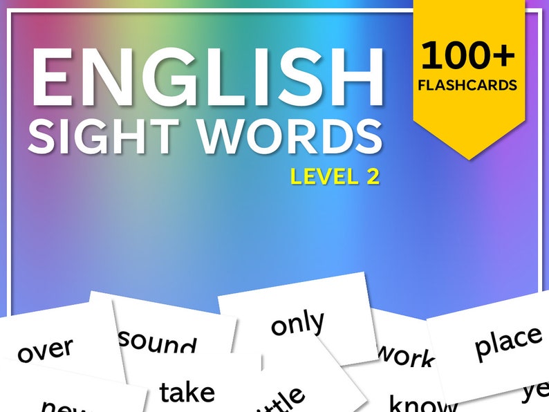 English Sight Words Level 2 Printable Flashcards for Childrens ...