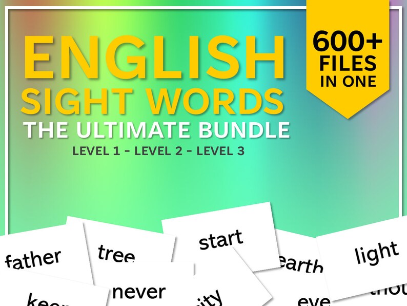 English Sight Words: FLASHCARD BUNDLE Printable Flashcards for ...