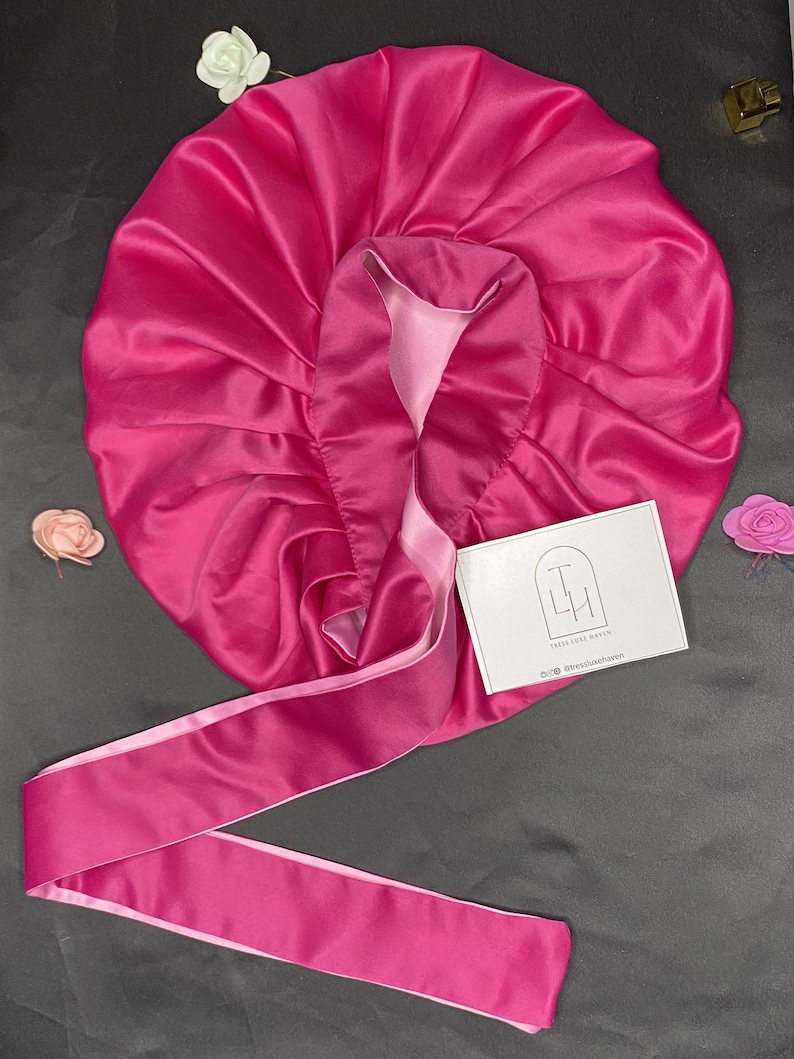 Handmade Satin Tie Bonnet: Reversible, Double-lined Sleep Headscarf ...