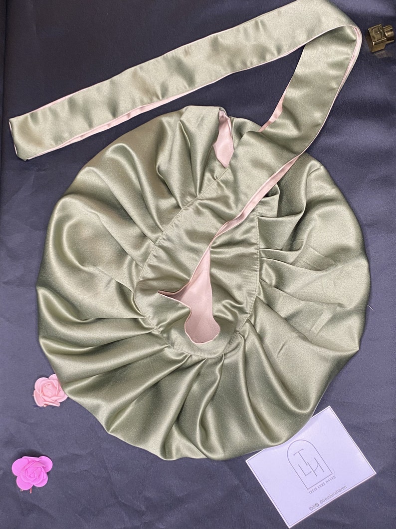 Handmade Satin Tie Bonnet: Reversible, Double-lined Sleep Headscarf ...