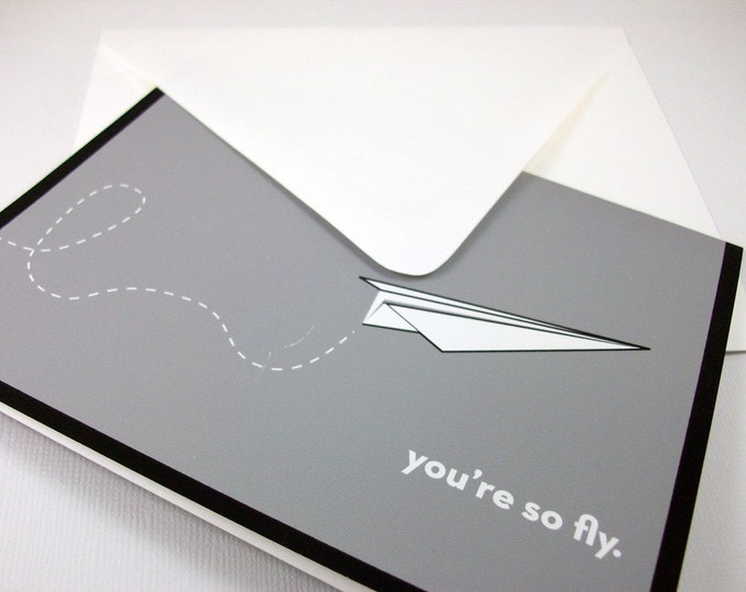 Gray You're so Fly Note Card - Etsy