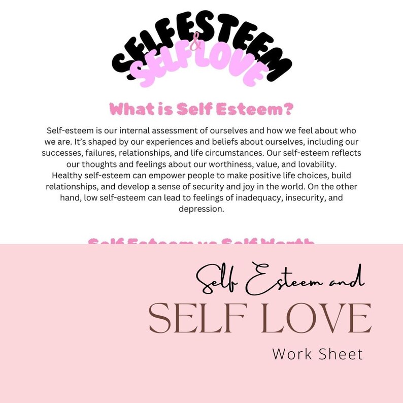 Self Esteem & Self Love Guide Printable PDF for Building Confidence ...