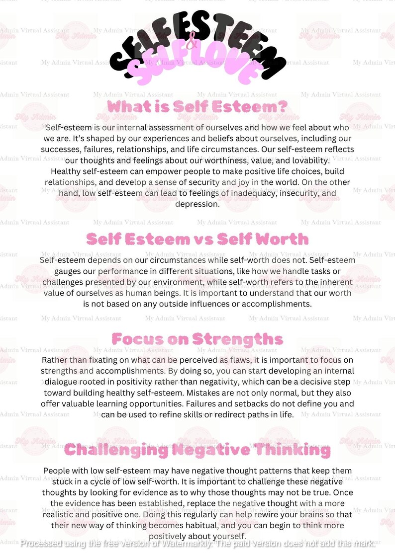 Self Esteem & Self Love Guide Printable PDF for Building Confidence ...