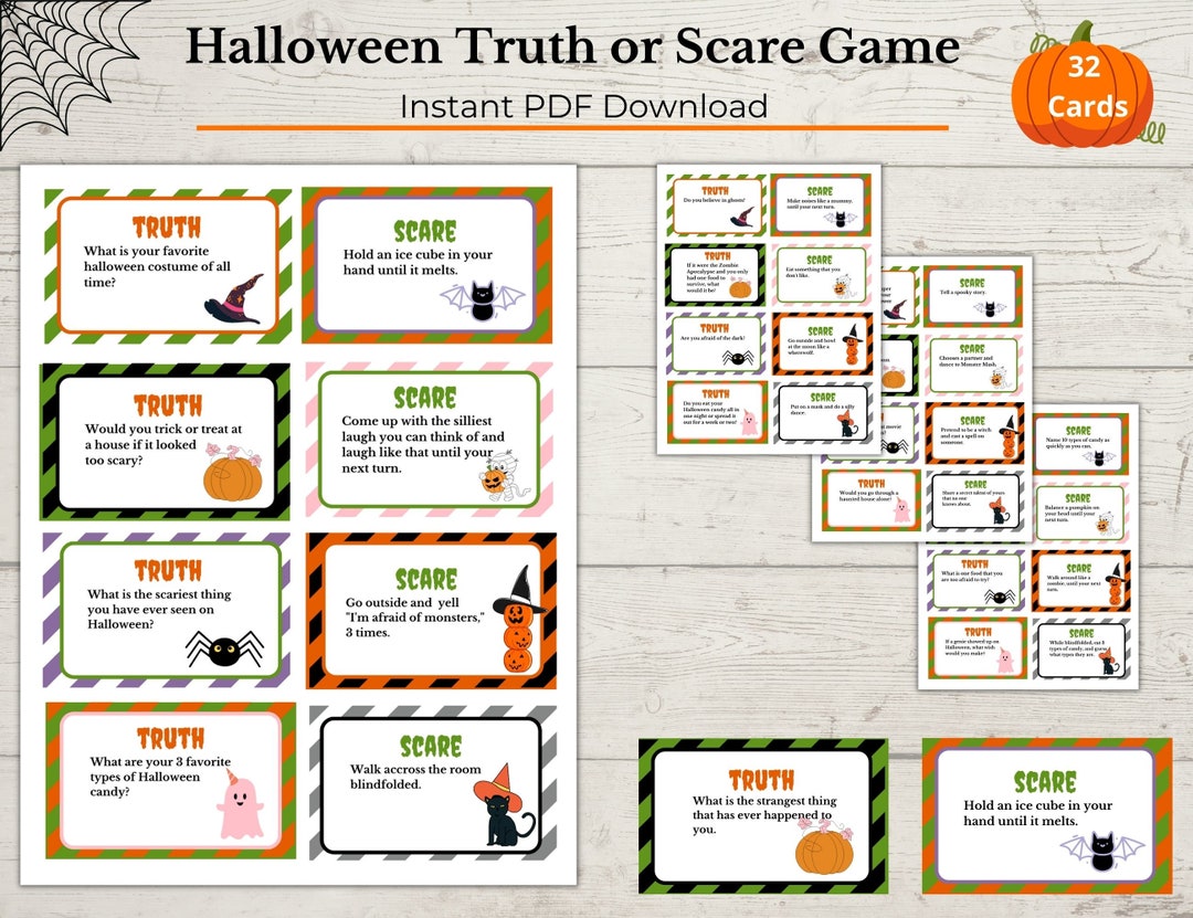 Truth or Scare, Halloween Truth or Scare Game, Printable PDF, Halloween ...