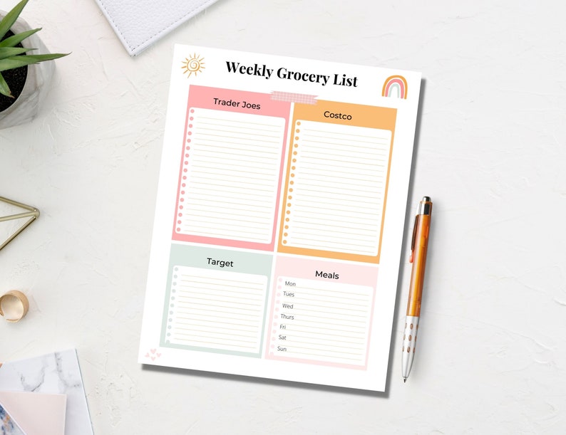 Weekly Grocery List, Grocery List Printable, Grocery List, Grocery List ...
