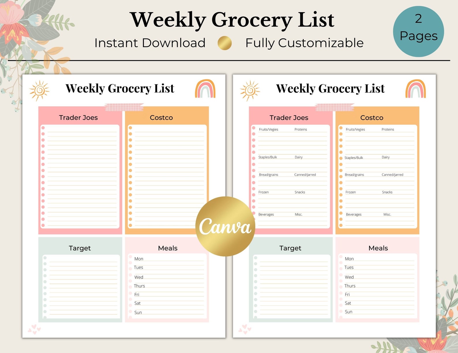 Weekly Grocery List, Grocery List Printable, Grocery List, Grocery List ...