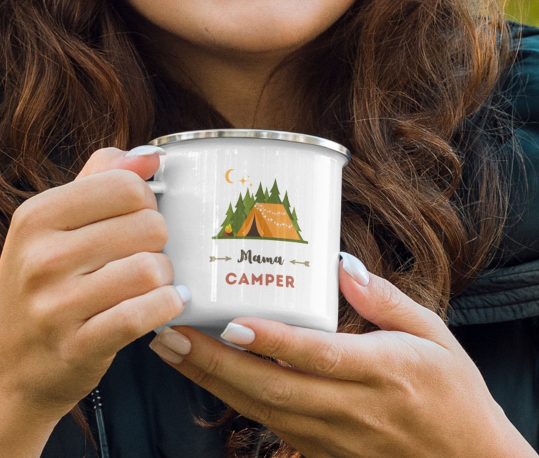 Custom Camper Mug Enamel Camping Gear Outdoor Mugs Coffee Lover Gift ...