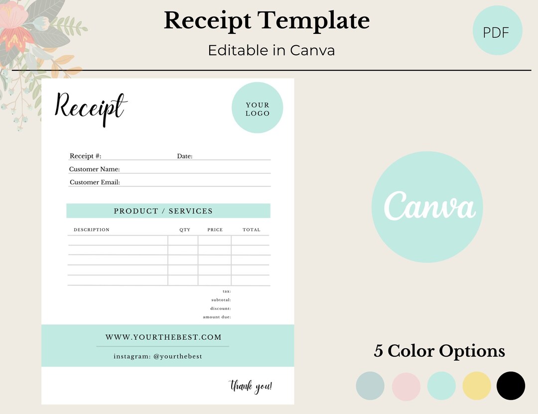 Business Template Editable, Receipt Template, Order Form Template ...