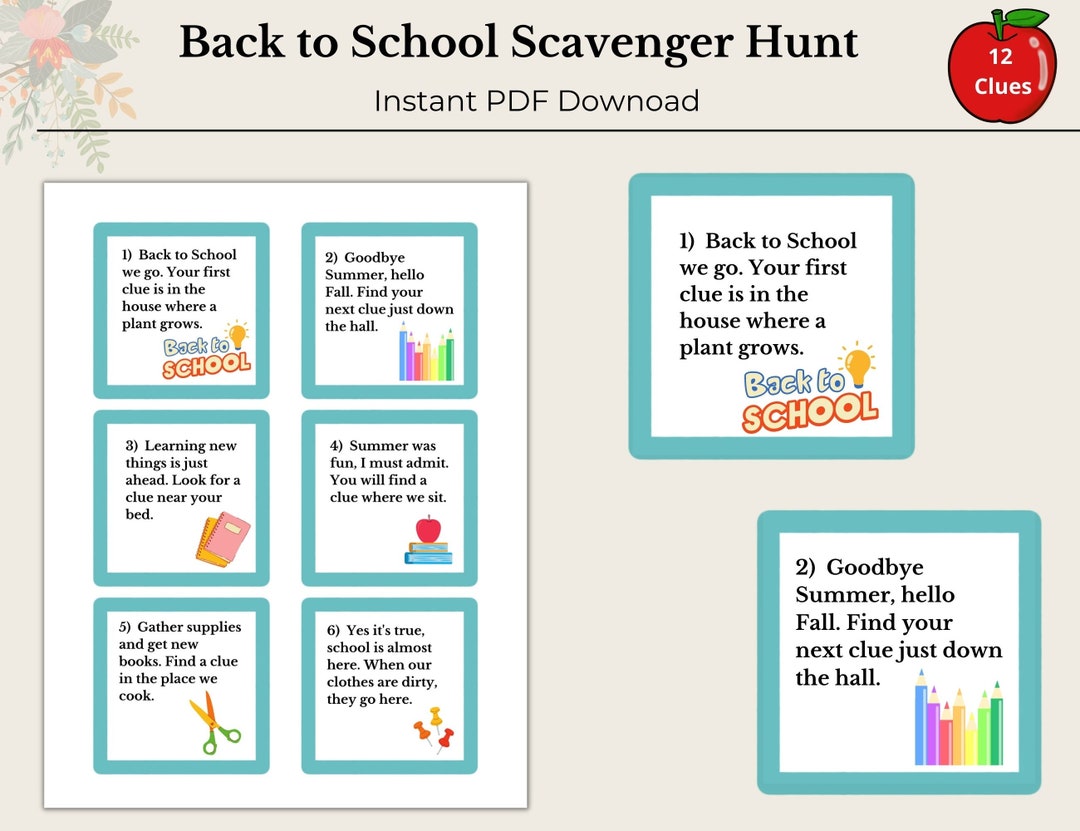 Scavenger Hunt for Kids, Scavenger Hunt Cards, Back to School ...