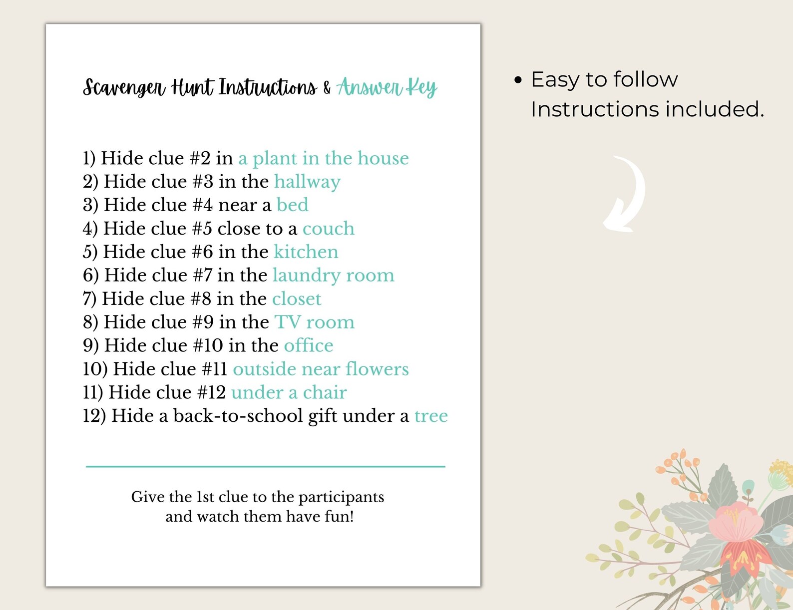 Scavenger Hunt for Kids, Scavenger Hunt Cards, Back to School ...