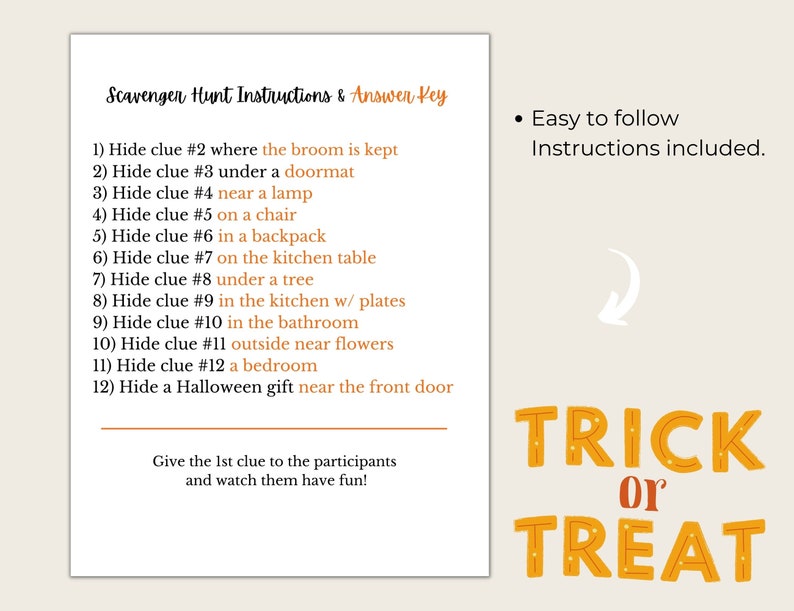 Halloween Scavenger Hunt, Halloween Scavenger Hunt for Kids, Printable ...