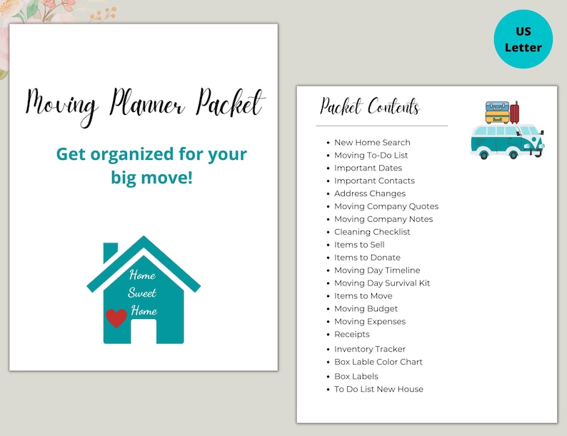 Moving Checklist Planner Moving Organization Tracker Garage Sale ...