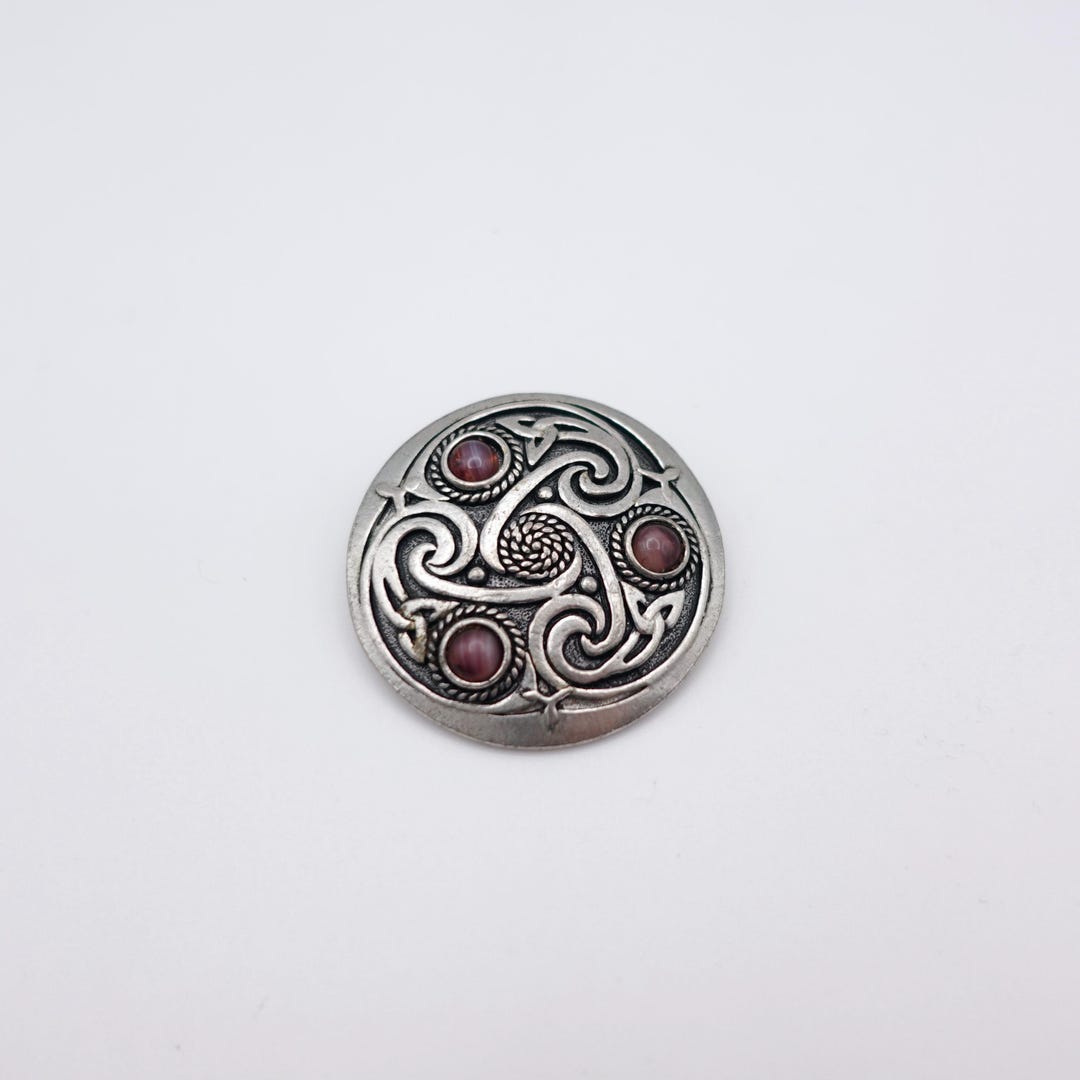 Celtic Shield Brooch With Purple Porphyry Glass Cabochons in ...