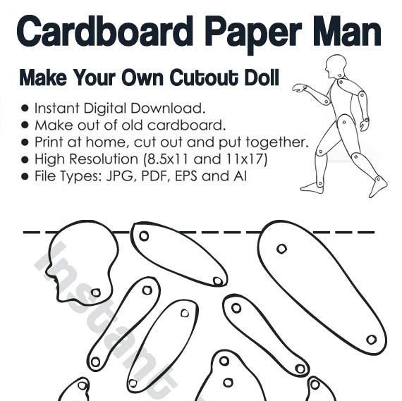 Paper Craft Cutout Man Template - Cut on Paper or Cardboard - Paper ...