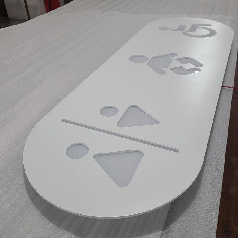 Custom-designed Restroom Sign, Warm Halo Lighting, Modern Finished ...