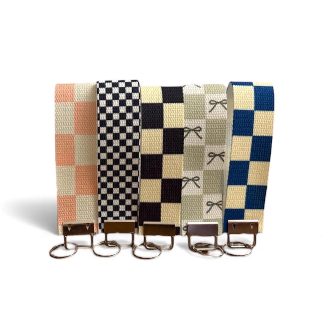 Preppy Keychain Wristlet for Women – Cute Checker & Bow Patterns ...