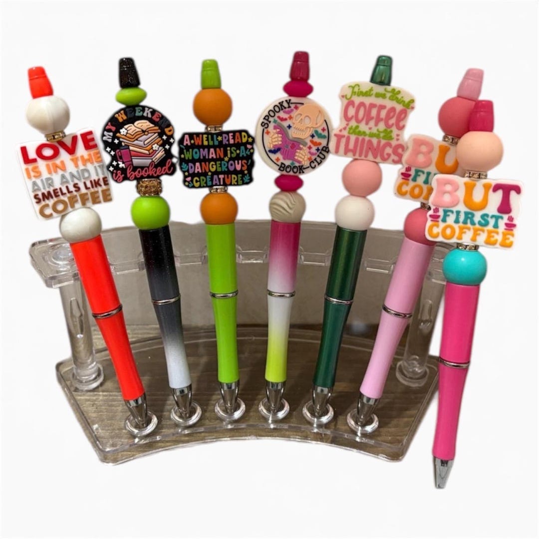 Coffee & Books Beadable Pen - Pre-made Beaded Pen for Book Lovers ...