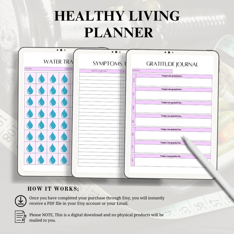 Healthy Living Planner Printable | Healthy Lifestyle Tracker | Fitness ...
