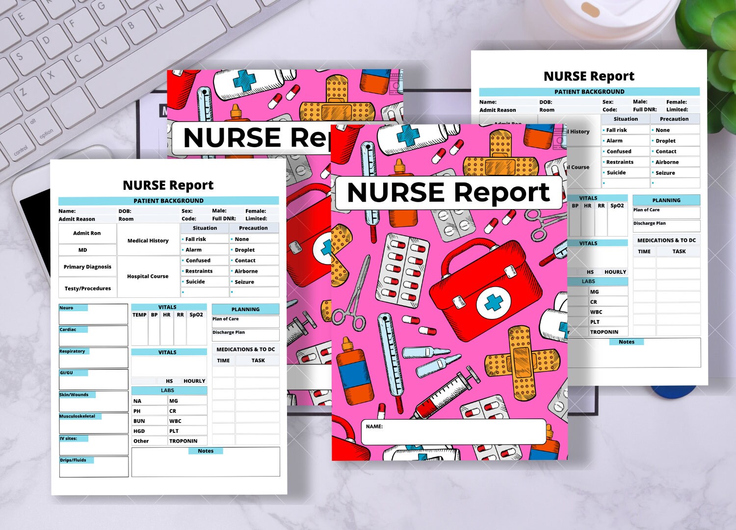 Nursing Report Sheet, Nurse Brain Sheet, RN Handoff Tool, Nurse Report ...