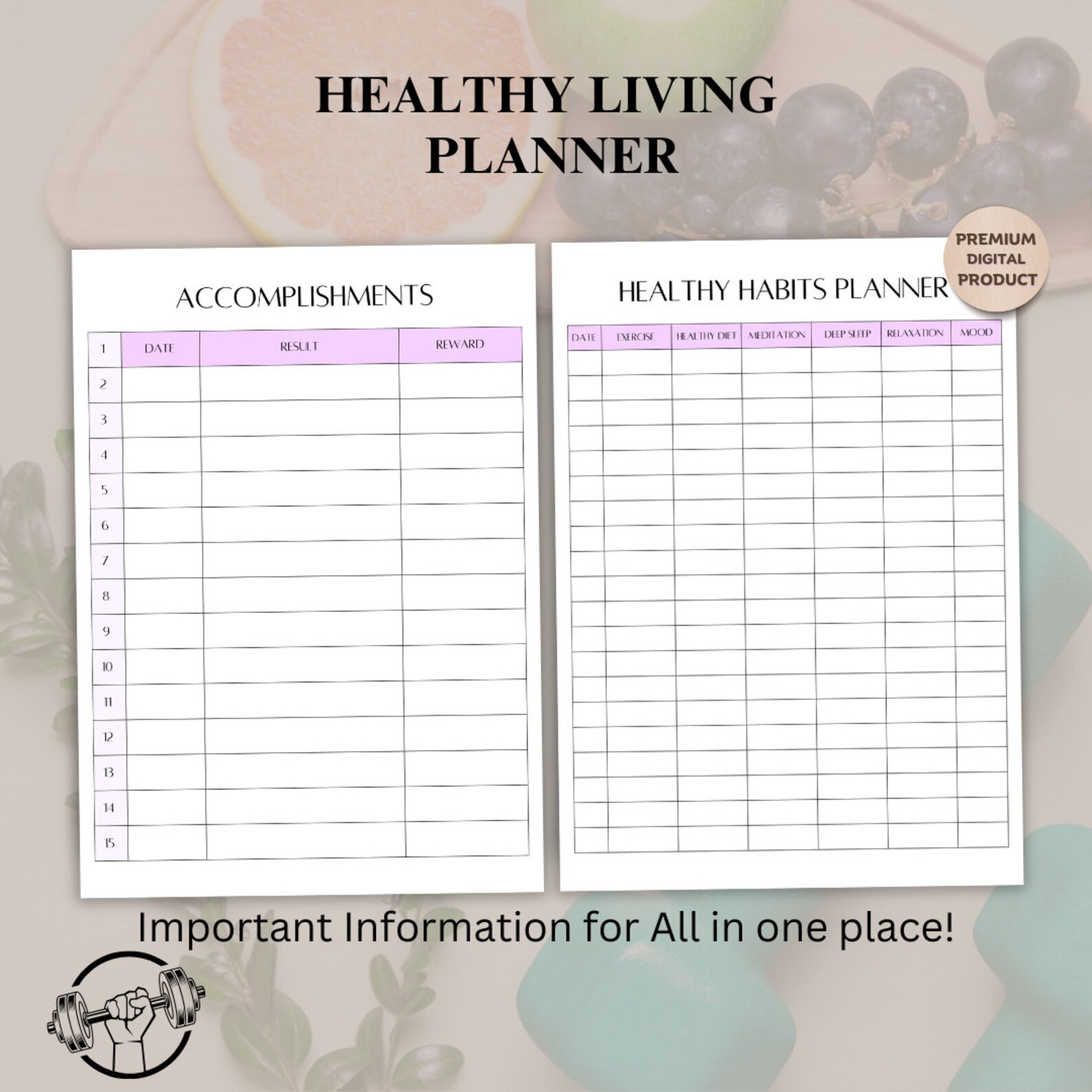 Healthy Living Planner Printable Healthy Lifestyle Tracker Fitness ...
