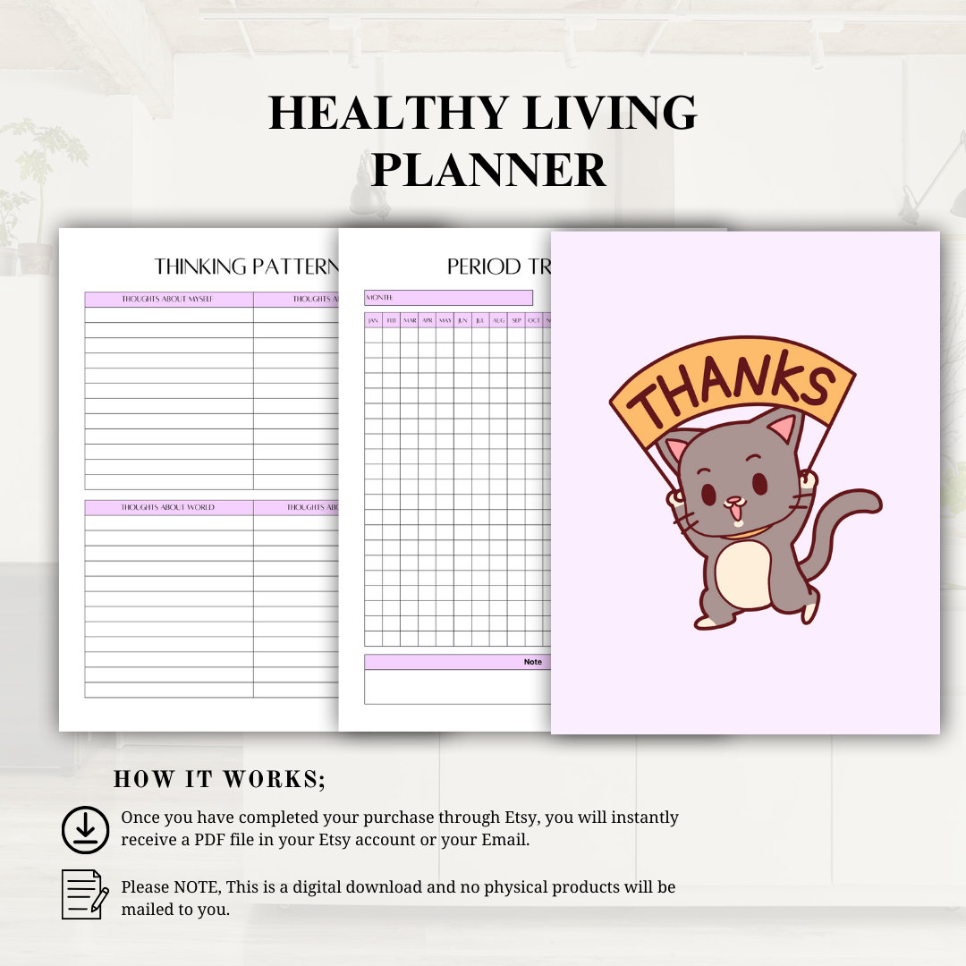 Healthy Living Planner Printable Healthy Lifestyle Tracker Fitness ...