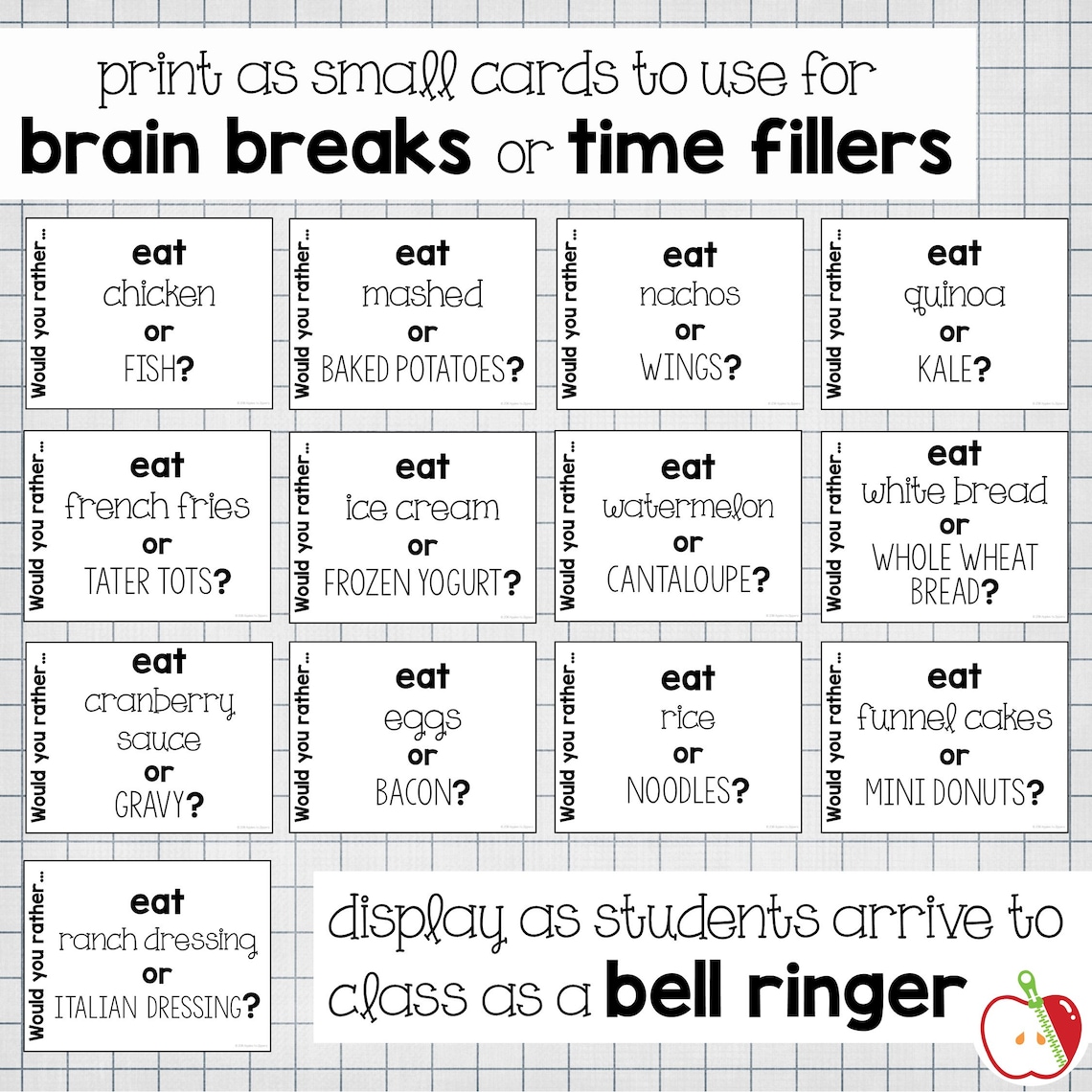 Would You Rather? Food Edition Activity - Etsy