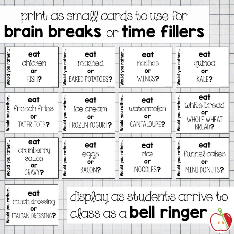 Would You Rather? Food Edition Activity - Etsy