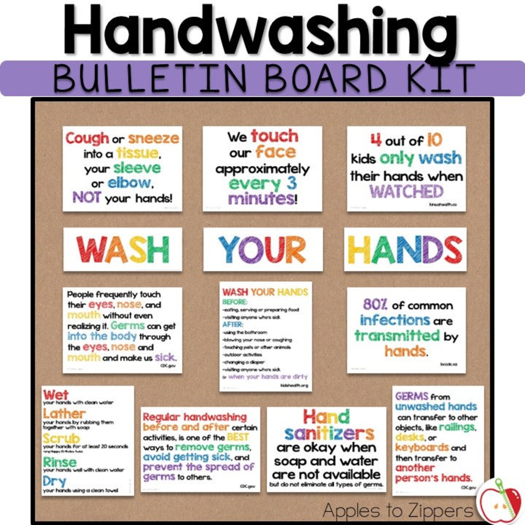 Wash Your Hands Bulletin Board Kit - Etsy