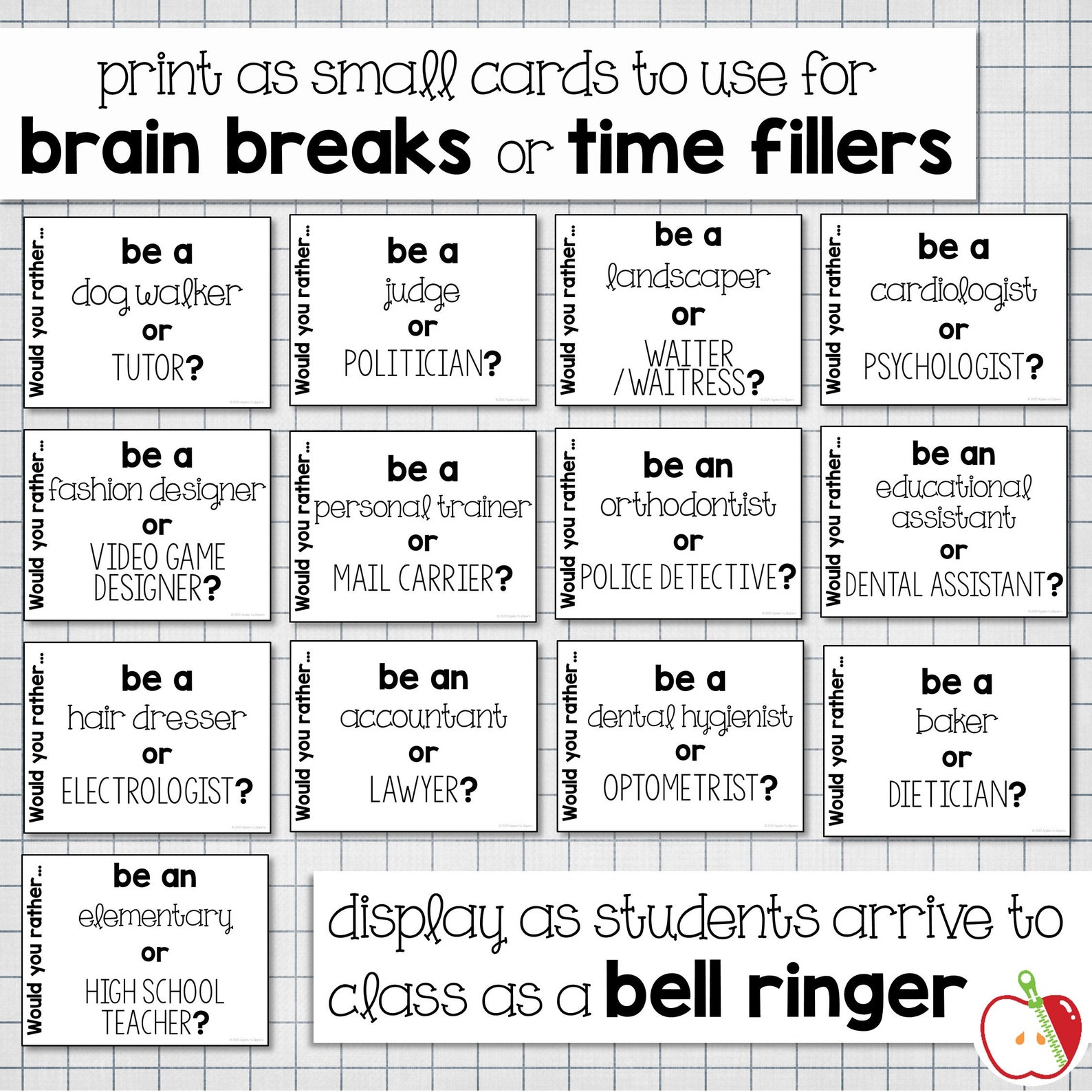 Would You Rather Career Edition Activity - Etsy