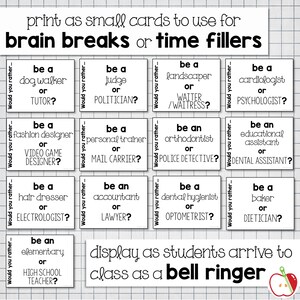 Would You Rather? Career Edition Activity - Etsy