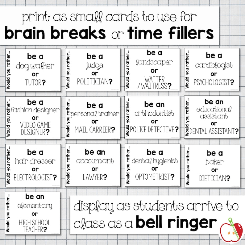 Would You Rather Career Edition Activity - Etsy