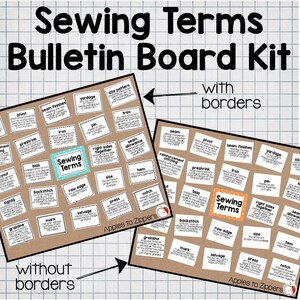 Sewing Terms Bulletin Board Kit - Etsy