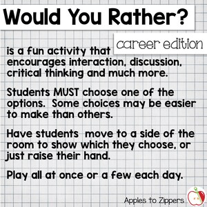 Would You Rather? Career Edition Activity - Etsy