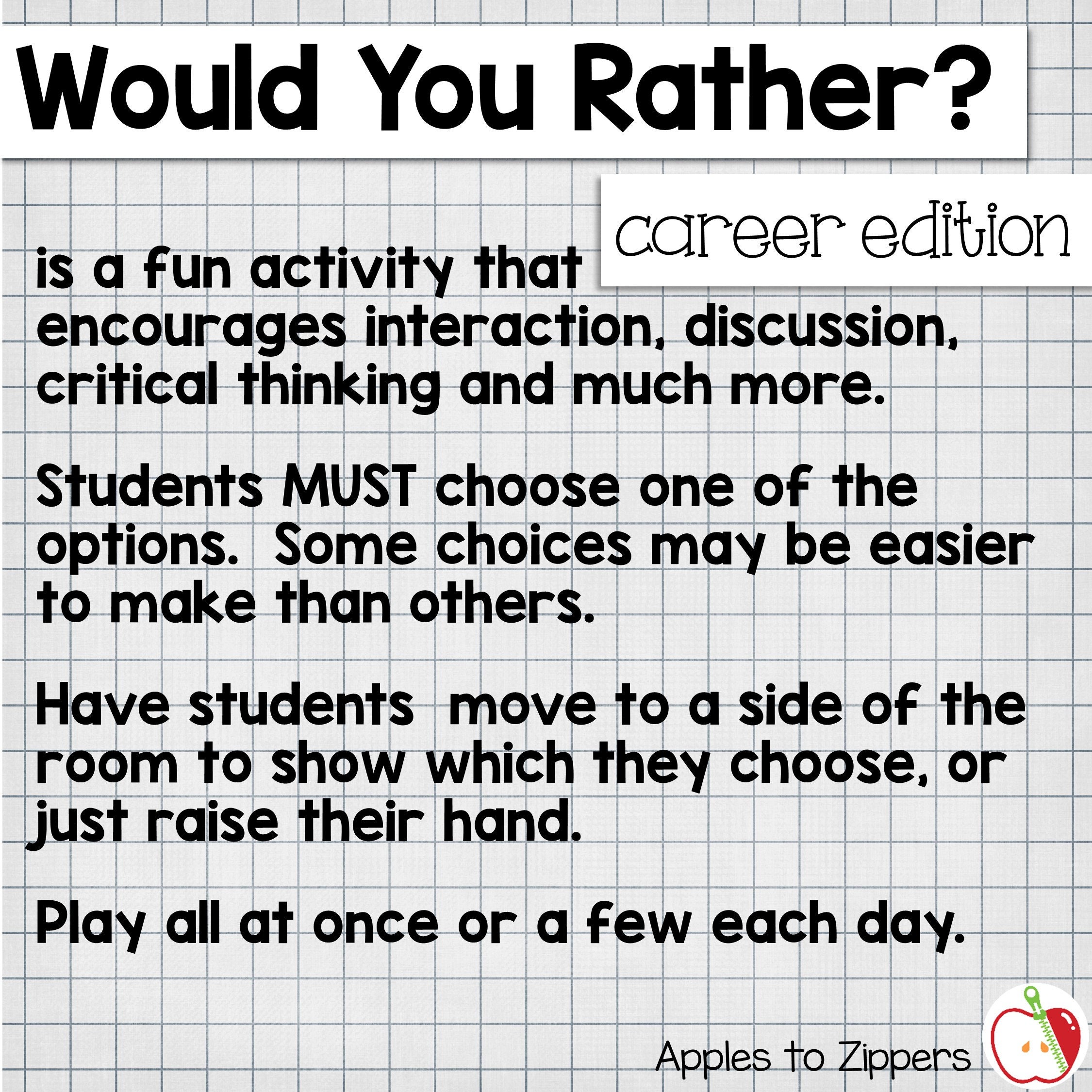 Would You Rather Career Edition Activity - Etsy