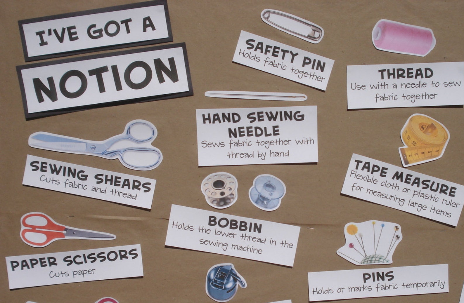 Sewing Equipment Bulletin Board Kit | Etsy