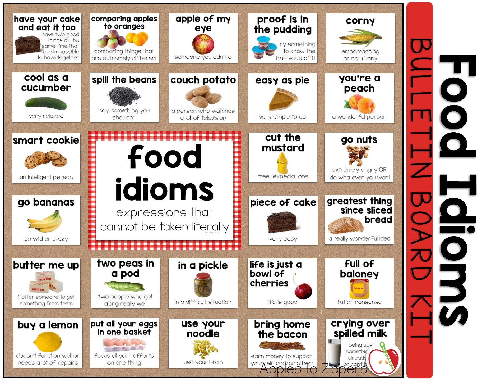 Food Idioms Bulletin Board Kit - Etsy Canada