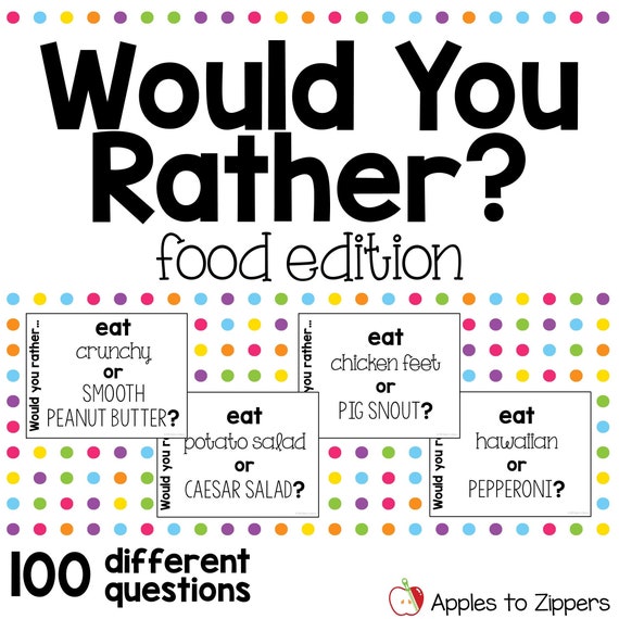 Would You Rather Food Edition Activity | Etsy