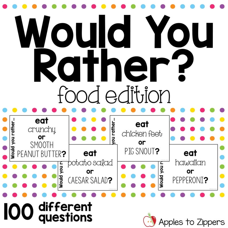 Would You Rather Food Edition Activity | Etsy