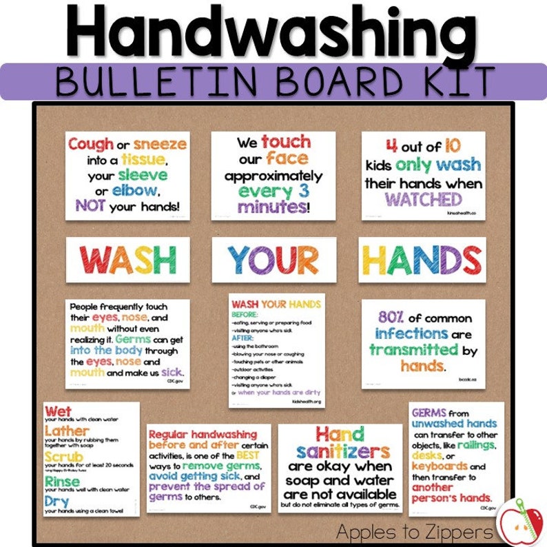 Wash Your Hands Bulletin Board Kit - Etsy