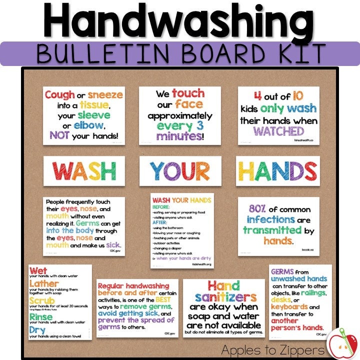Wash Your Hands Bulletin Board Kit - Etsy