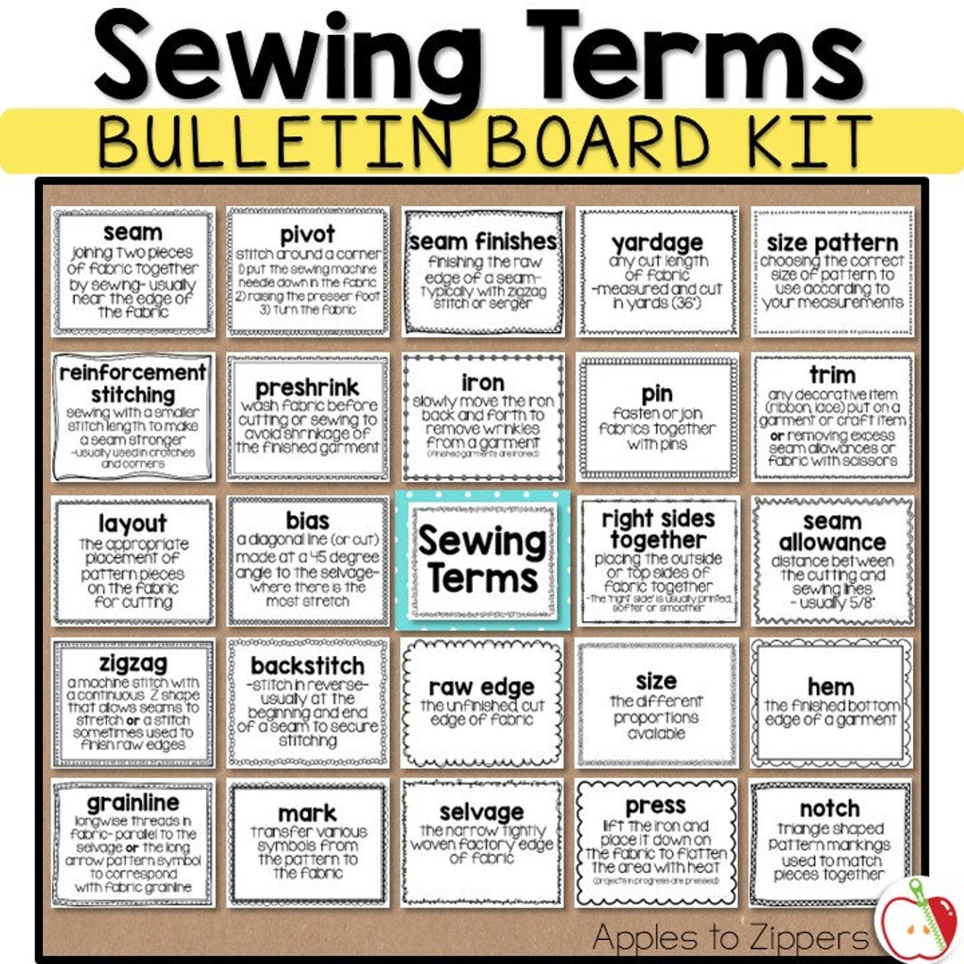 Sewing Terms Bulletin Board Kit - Etsy