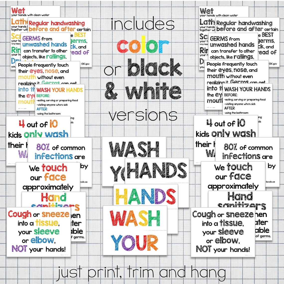 Wash Your Hands Bulletin Board Kit - Etsy
