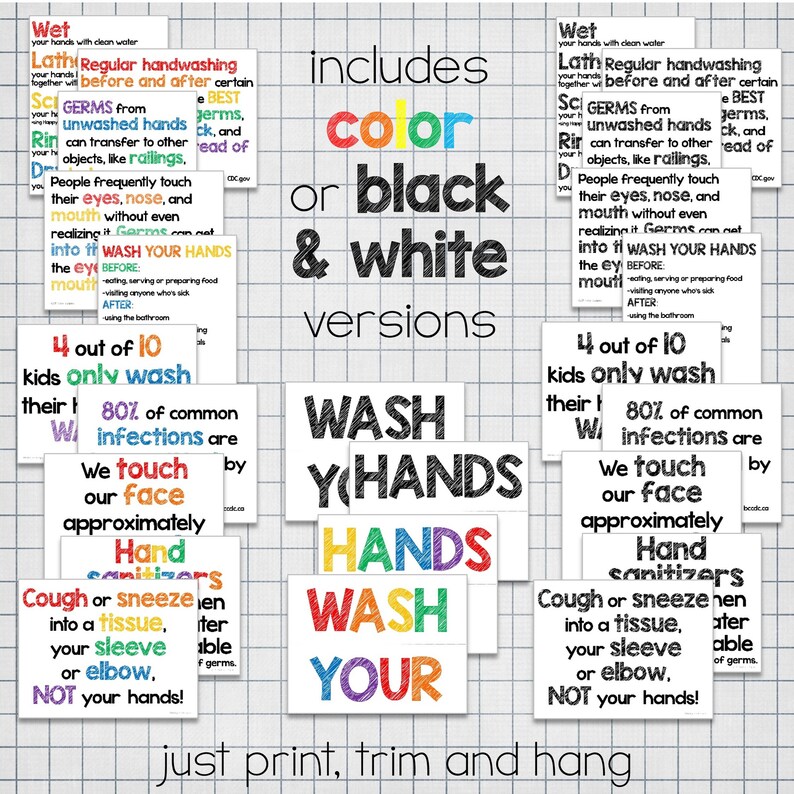 Wash Your Hands Bulletin Board Kit - Etsy