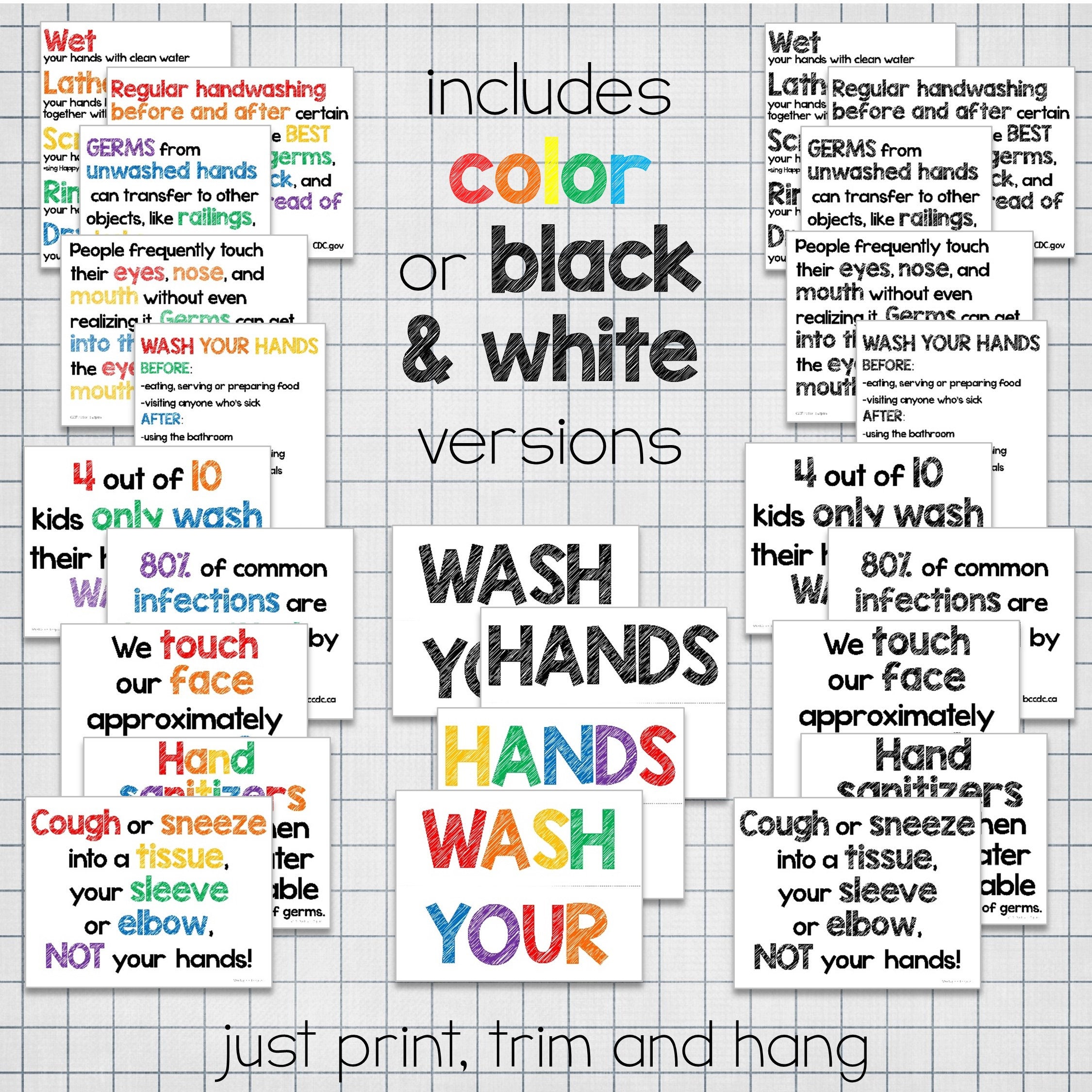 Wash Your Hands Bulletin Board Kit - Etsy