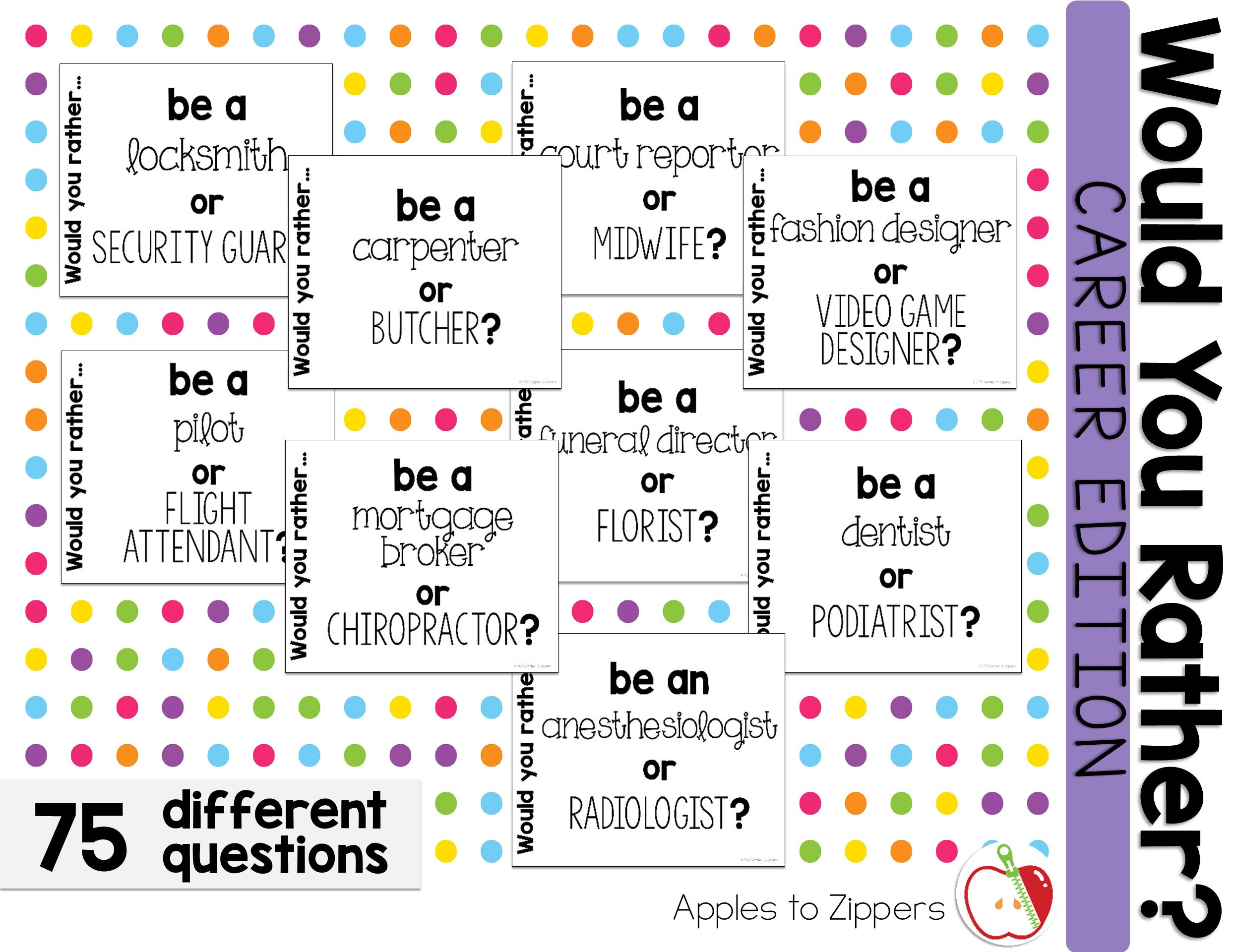 Would You Rather Career Edition Activity - Etsy