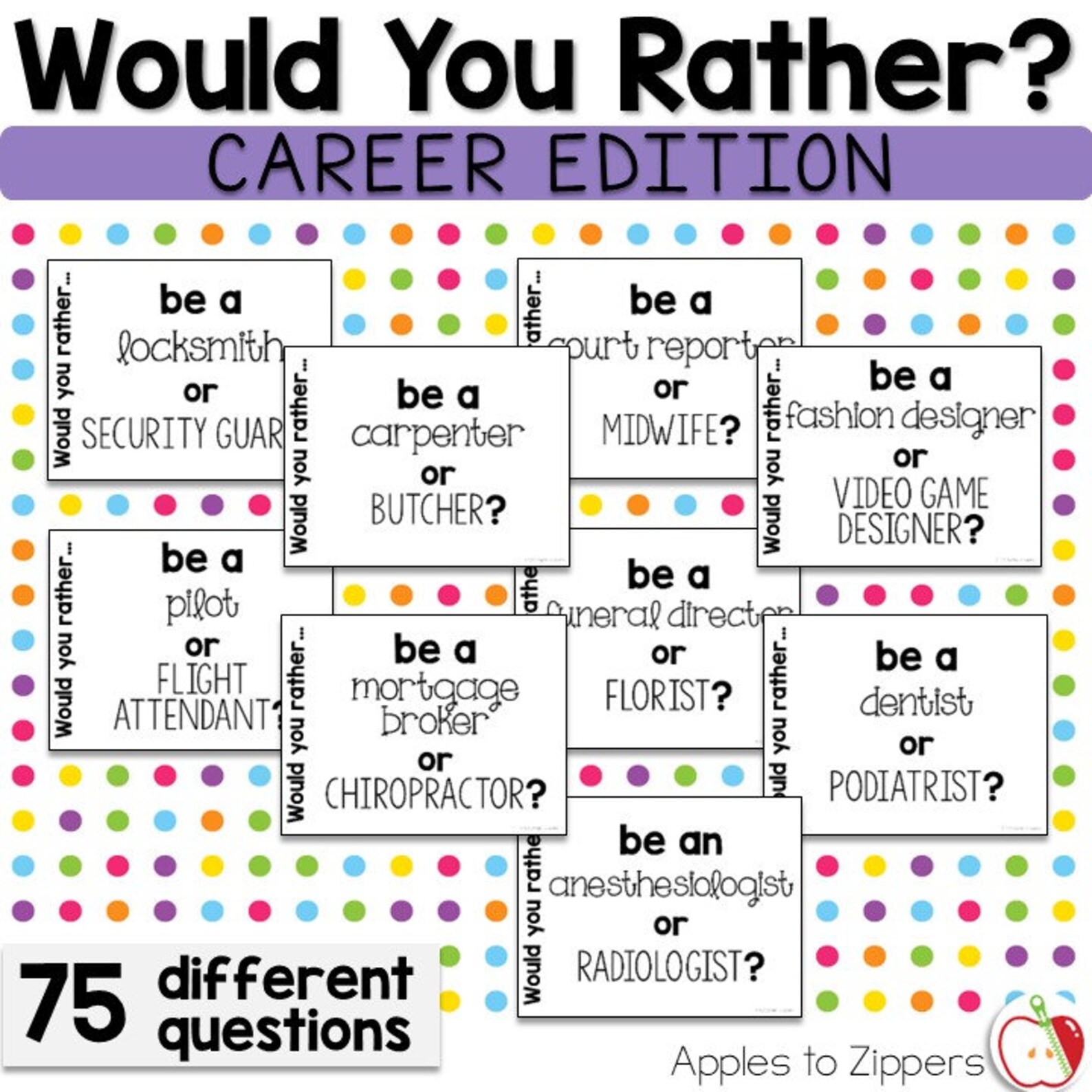 Would You Rather Career Edition Activity - Etsy